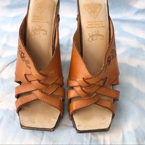John Fluevog | Shoes | John Fluevog Vintage Sandals Leather Wood Size 7 ...